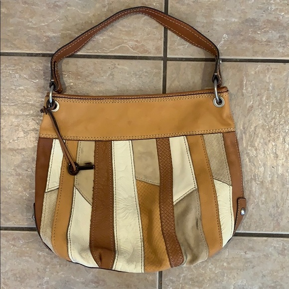 Fossil | Bags | Fossil Patchwork Suede And Leather Hobo Style Bag ...